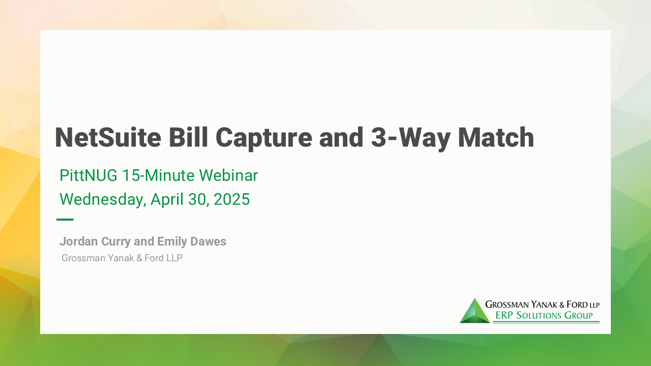 NetSuite Webinar: Bill Capture & 3-Way Match - GYF ERP Solutions